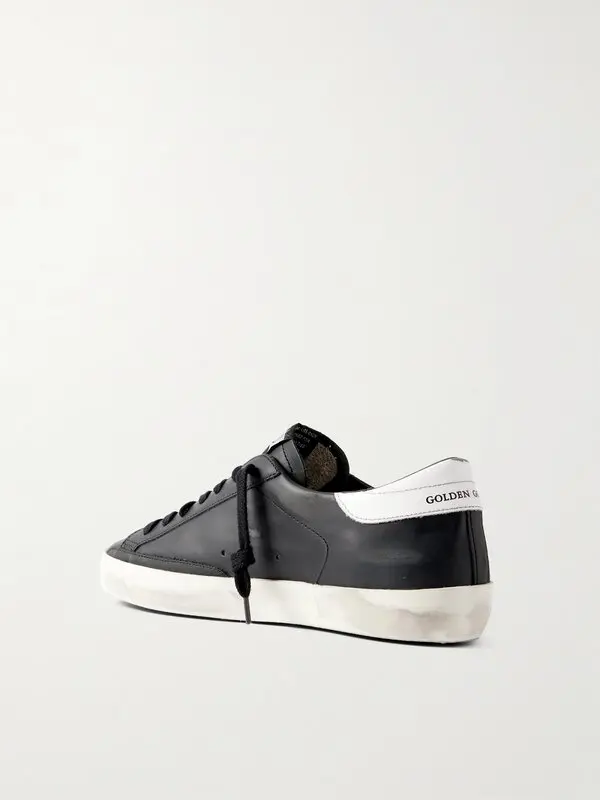 GOLDEN GOOSE Super-star Distressed Leather Sneakers - Black