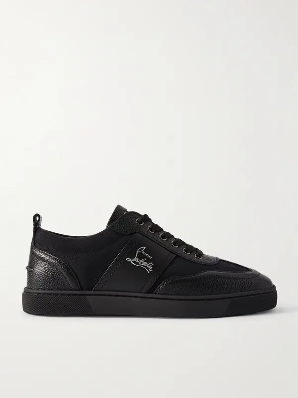 CHRISTIAN LOUBOUTIN Full-grain Leather-trimmed Canvas Sneakers - Black
