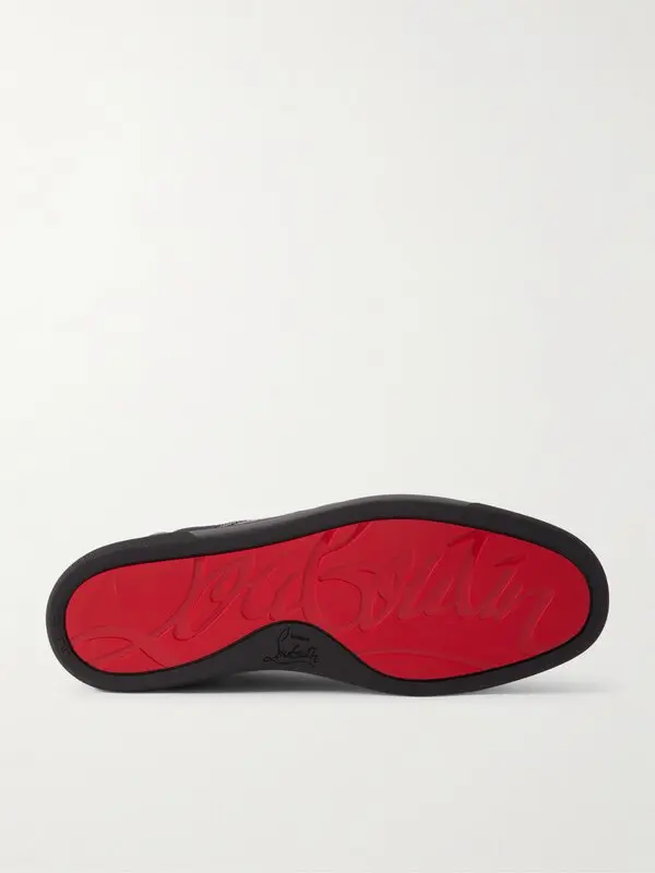 CHRISTIAN LOUBOUTIN Full-grain Leather-trimmed Canvas Sneakers - Black