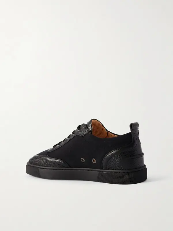 CHRISTIAN LOUBOUTIN Full-grain Leather-trimmed Canvas Sneakers - Black