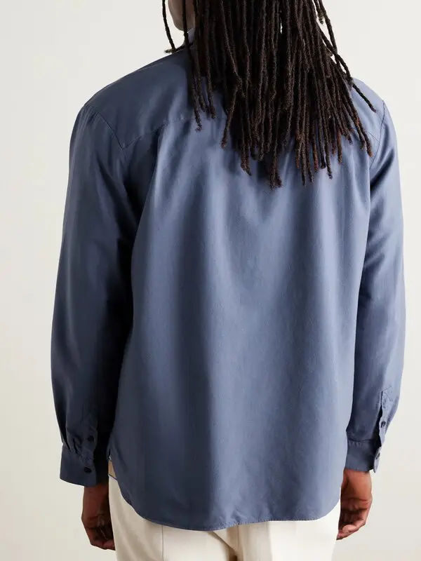 A.p.c. Mateo Button-down Collar Logo-embroidered Cotton Shirt - Blue