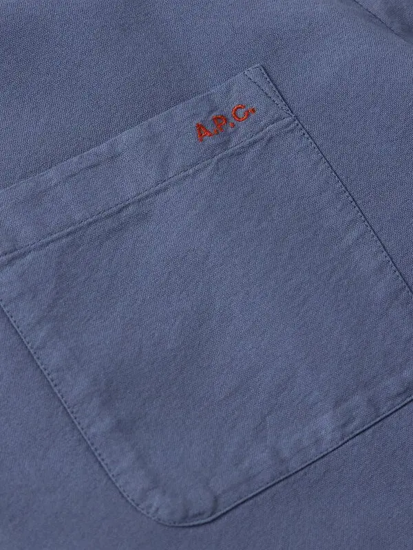 A.p.c. Mateo Button-down Collar Logo-embroidered Cotton Shirt - Blue