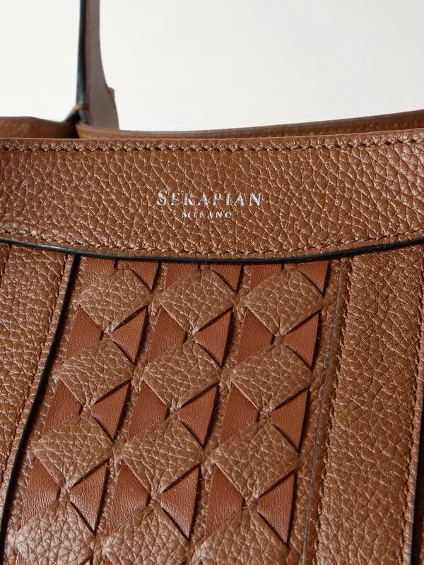 SERAPIAN Secret Textured-leather Tote - Brown