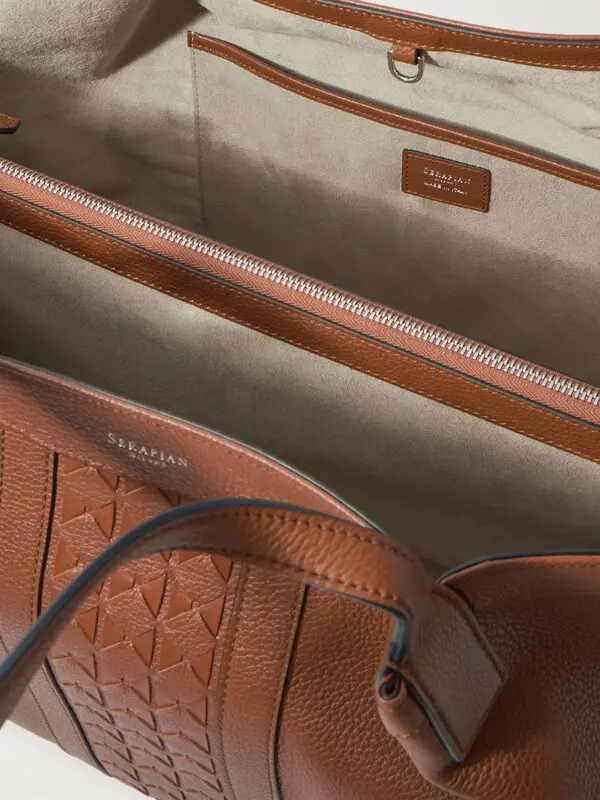 SERAPIAN Secret Textured-leather Tote - Brown