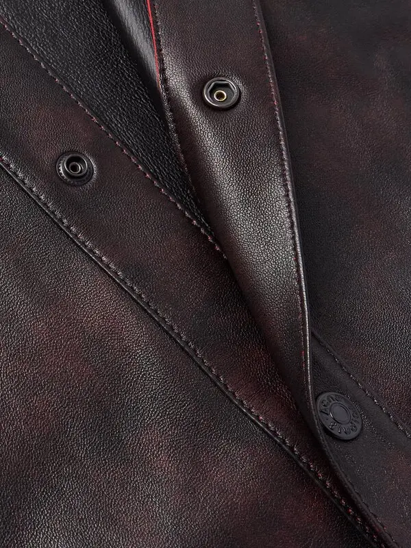 Acne Studios Laraw Oversized Leather Shirt Jacket - Burgundy