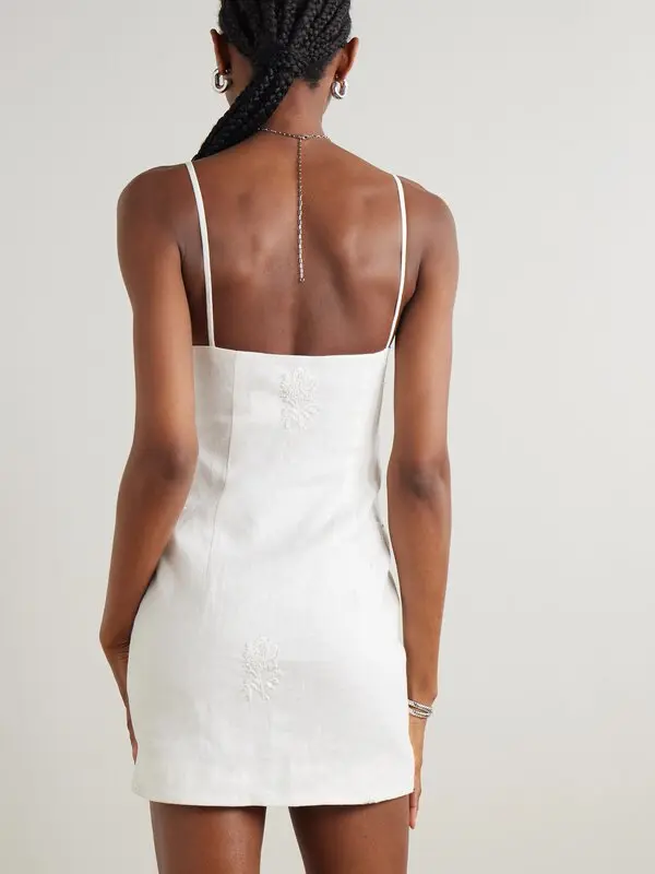 Sir. Alessandra Embroidered Linen Mini Dress In White - 60% Off |  Editorialist