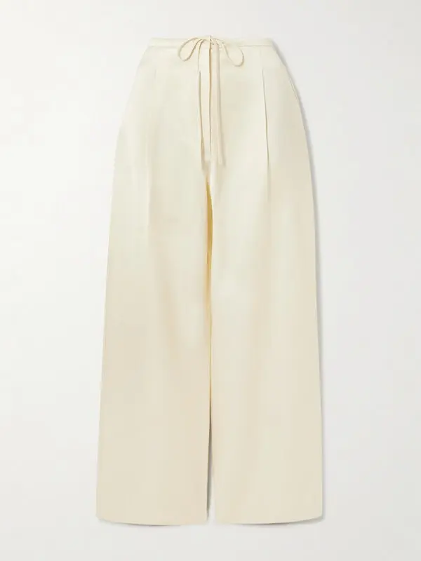 RÓHE Pleated Wide-leg Satin Pants