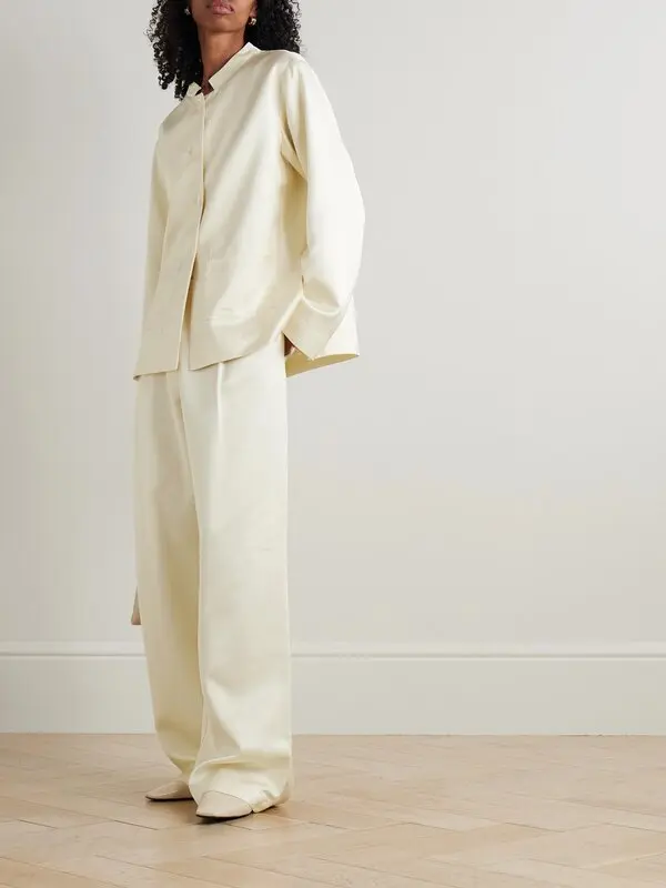 RÓHE Pleated Wide-leg Satin Pants