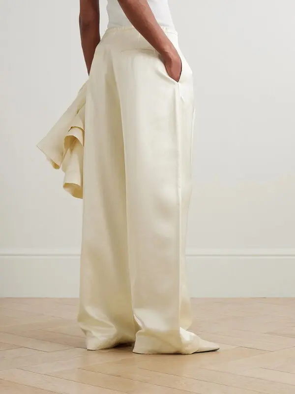 RÓHE Pleated Wide-leg Satin Pants