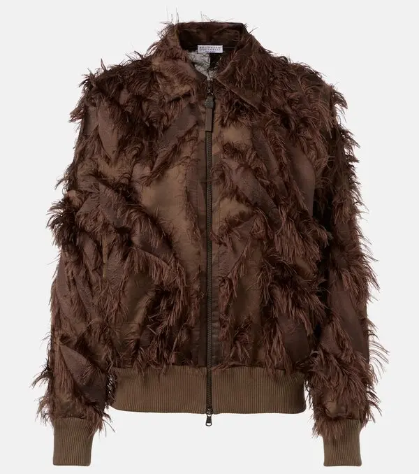Brunello Cucinelli Feather-trimmed Jacket - Brown