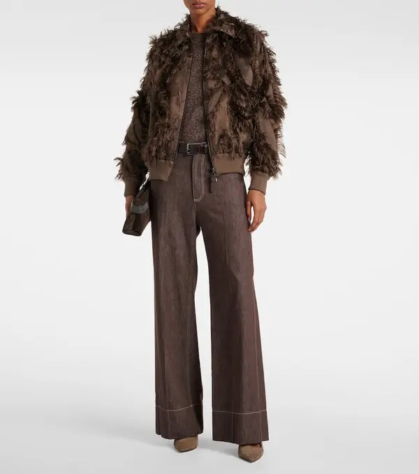 Brunello Cucinelli Feather-trimmed Jacket - Brown