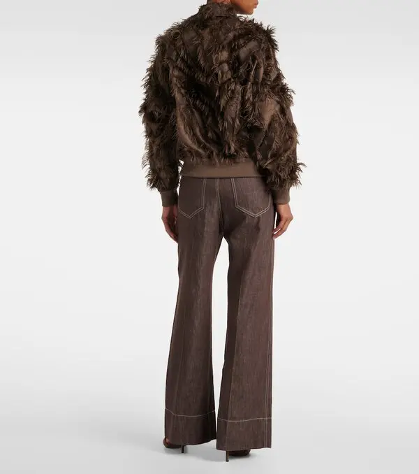 Brunello Cucinelli Feather-trimmed Jacket - Brown
