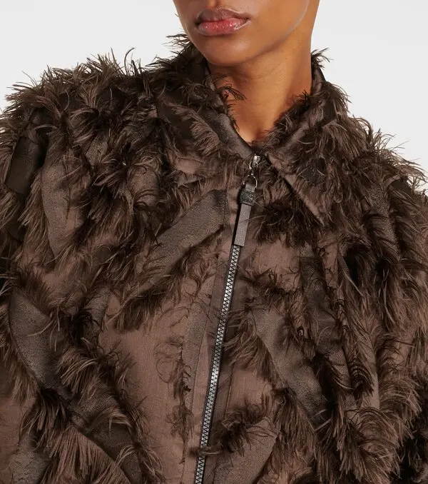 Brunello Cucinelli Feather-trimmed Jacket - Brown