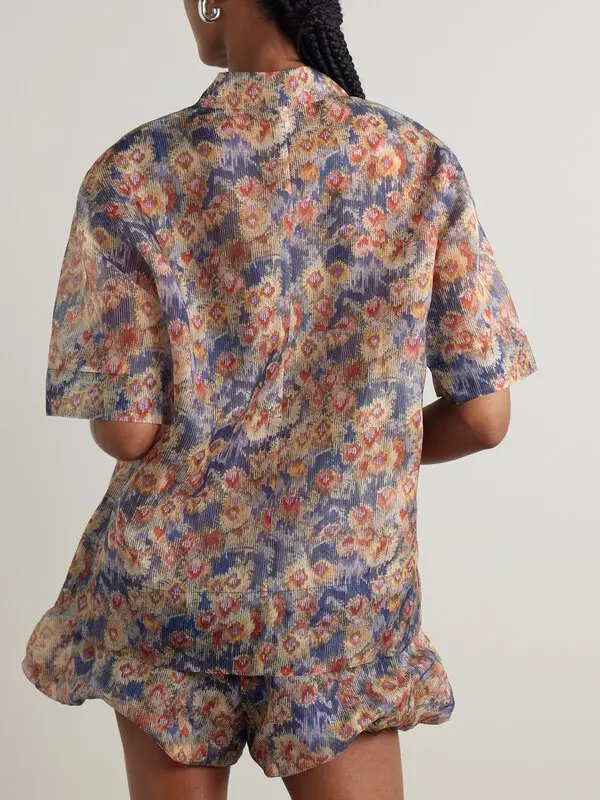 SIR. Fiore Floral-print Silk-organza Shirt