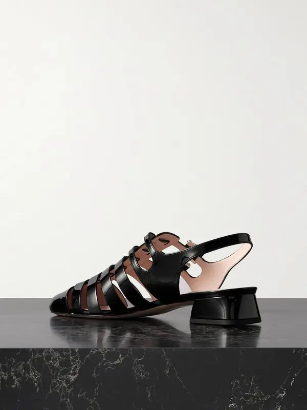 ROGER VIVIER Mini Très Vivier 25 Crystal-embellished Patent-leather Sandals