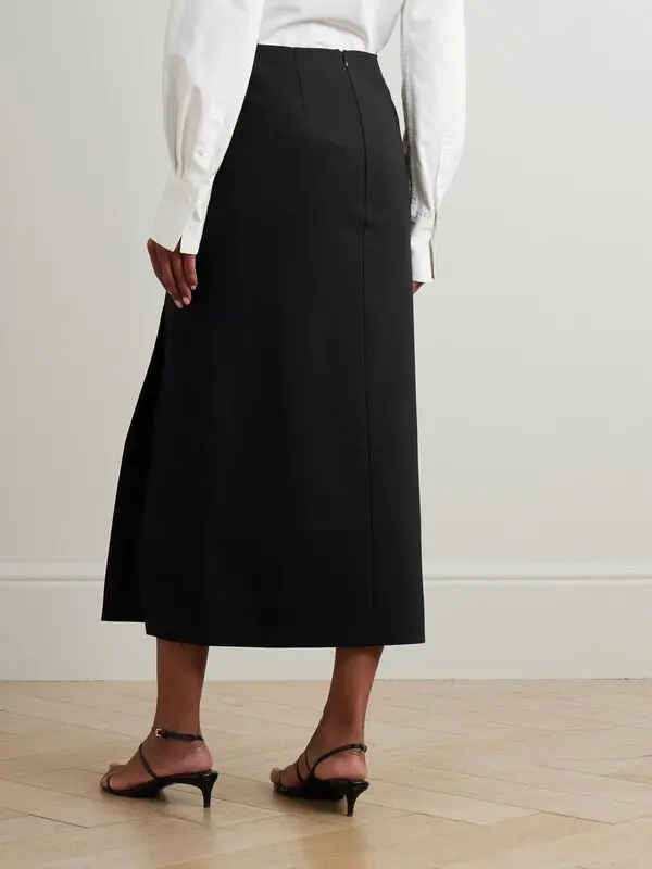 RÓHE Woven Column Midi Skirt