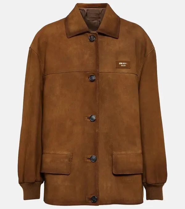Prada Oversized Suede Jacket - Brown