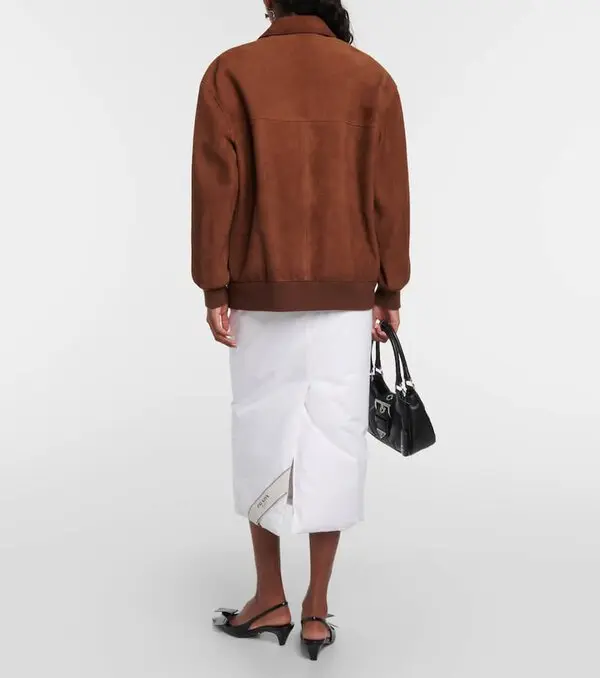 Prada Oversized Suede Jacket - Brown
