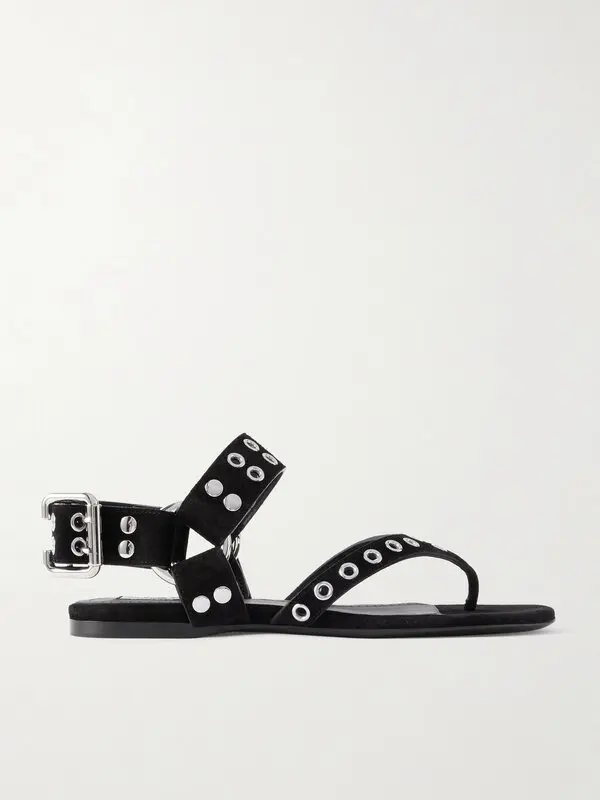 Alaïa Embellished Suede Sandals - Black