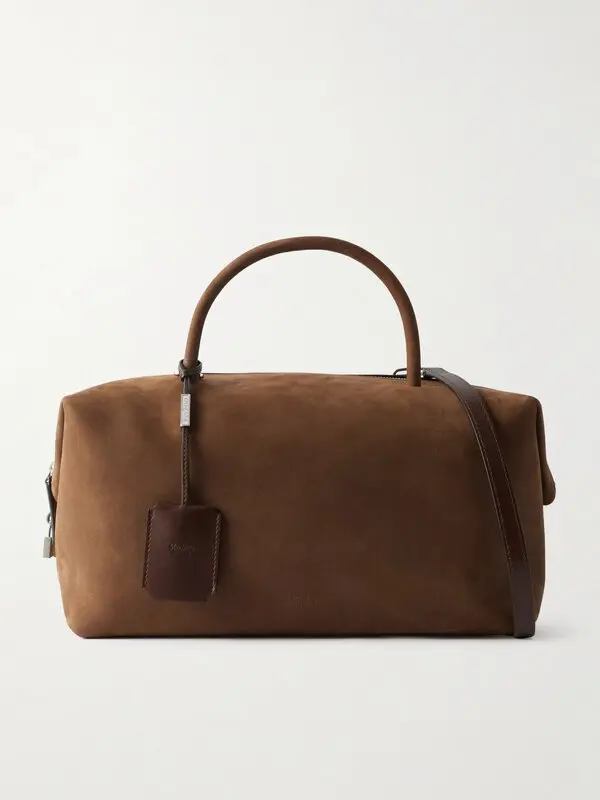 Max Mara Leather-trimmed Suede Tote - Brown