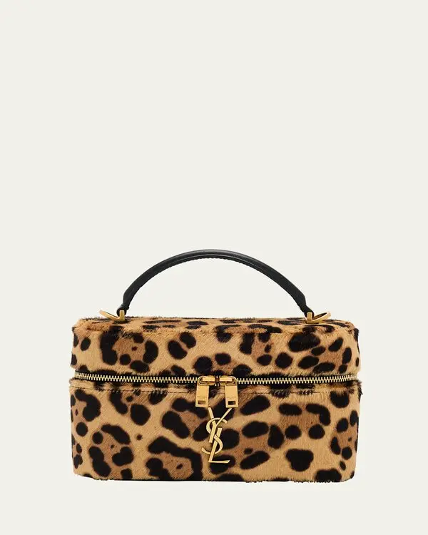 Saint Laurent Vanity Bag In Leopard-print Calf Hair - Brown/noir
