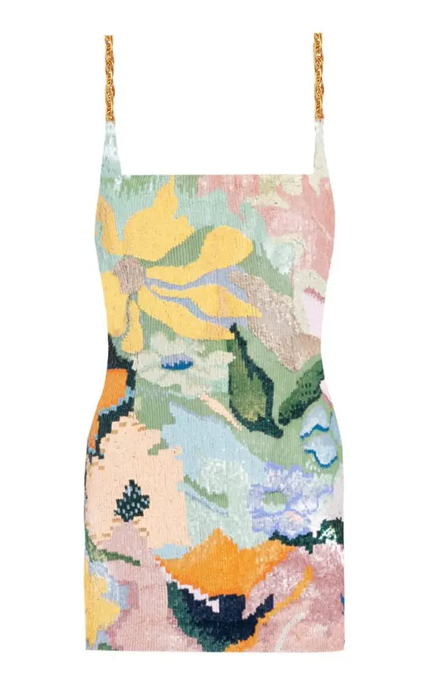 LA FUORI Floral Jacquard Embroidered Mini
