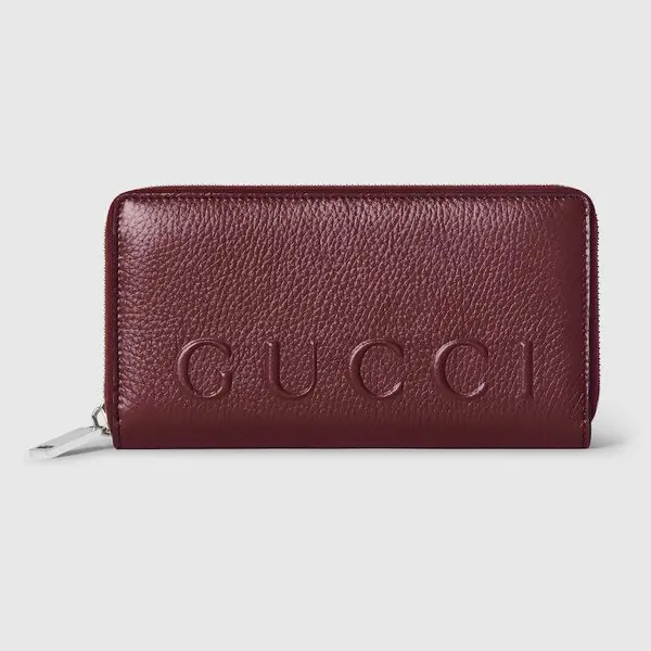 Gucci Zip Around Wallet With Logo - Red