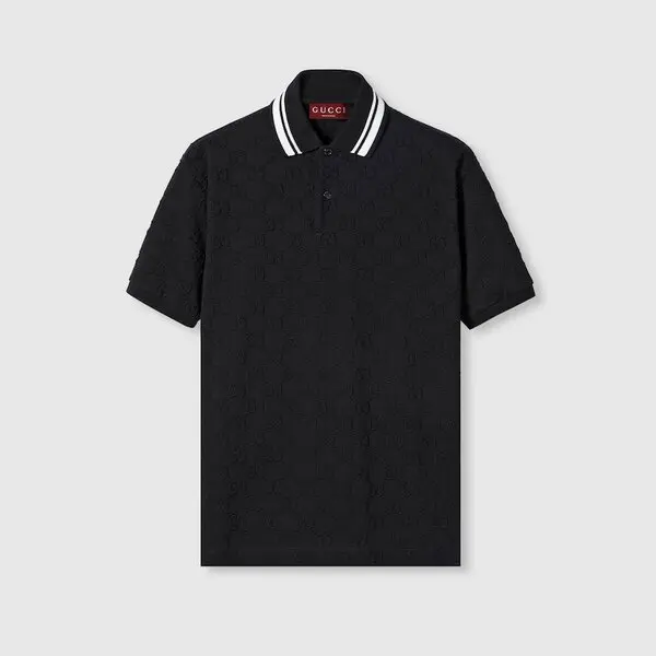 Gucci Gg Stretch Cotton Polo - Black