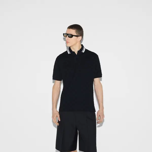 Gucci Gg Stretch Cotton Polo - Black