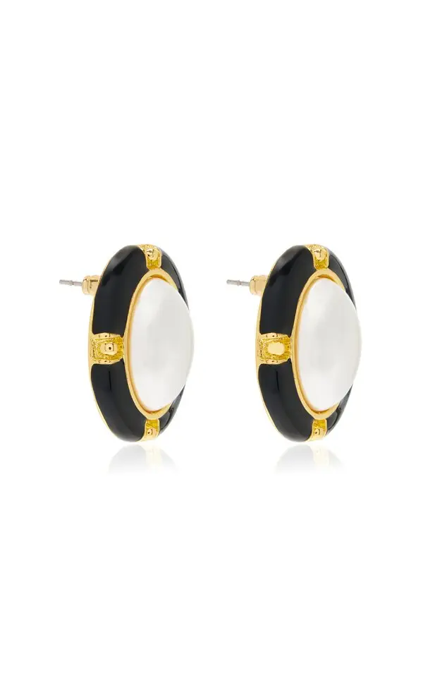 BEN-AMUN Gold-tone Enamel Pearl Earrings