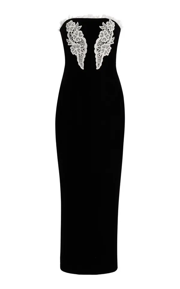 Rodarte Floral-AppliquD Velvet Maxi Dress In Black - 60% Off | Editorialist
