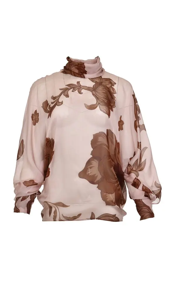 FRANCESCA MIRANDA Floral Silk Georgette High-neck Top