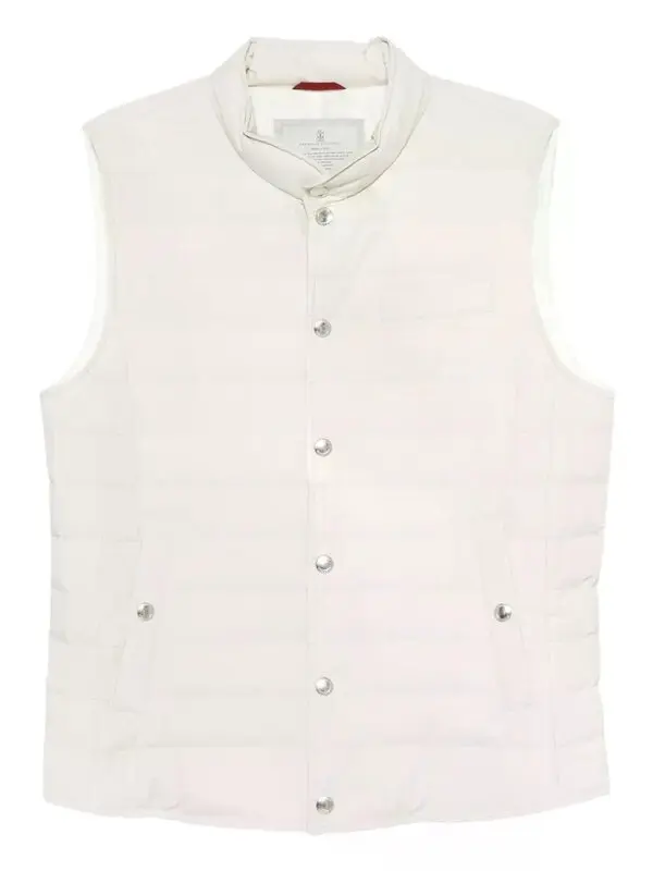Brunello Cucinelli Quilted Vest With Snap Fastening - Neutrals