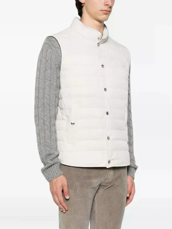 Brunello Cucinelli Quilted Vest With Snap Fastening - Neutrals