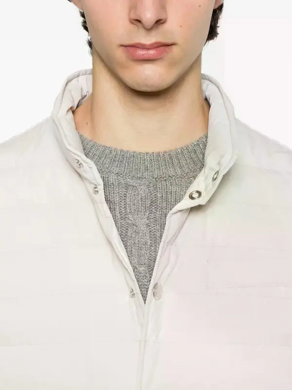 Brunello Cucinelli Quilted Vest With Snap Fastening - Neutrals