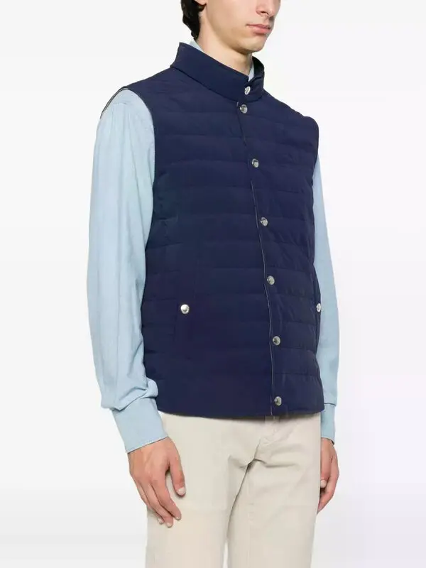Brunello Cucinelli Quilted Vest With Snap-fit Fastening - Blue