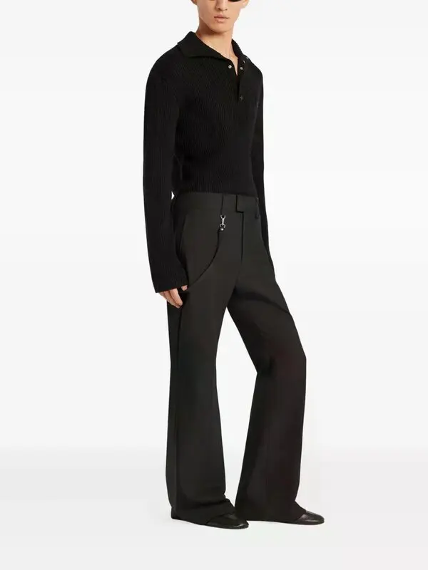 COURREGES Ribbed-knit Polo Sweater - Black
