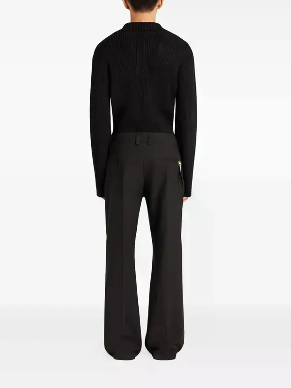 COURREGES Ribbed-knit Polo Sweater - Black