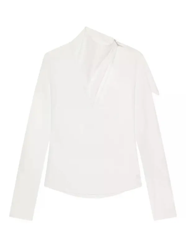 COURREGES Asymmetric Cotton Blouse - Neutrals