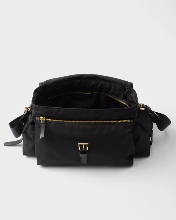 Prada Large Re-nylon Flap Shoulder Bag - Black