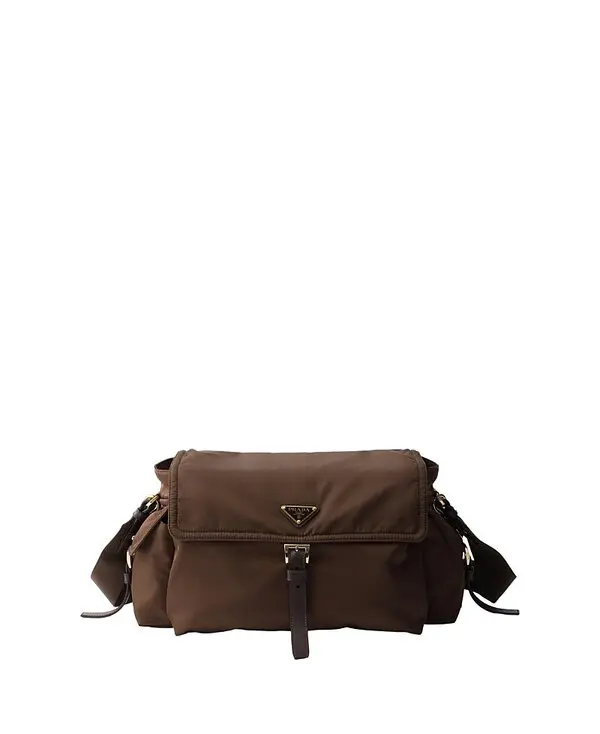 Prada Large Re-nylon Flap Shoulder Bag - Brown