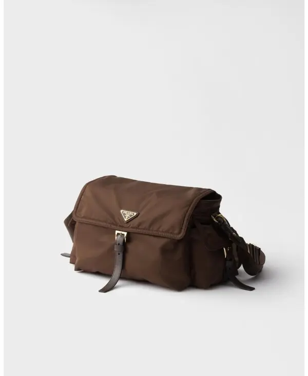 Prada Large Re-nylon Flap Shoulder Bag - Brown