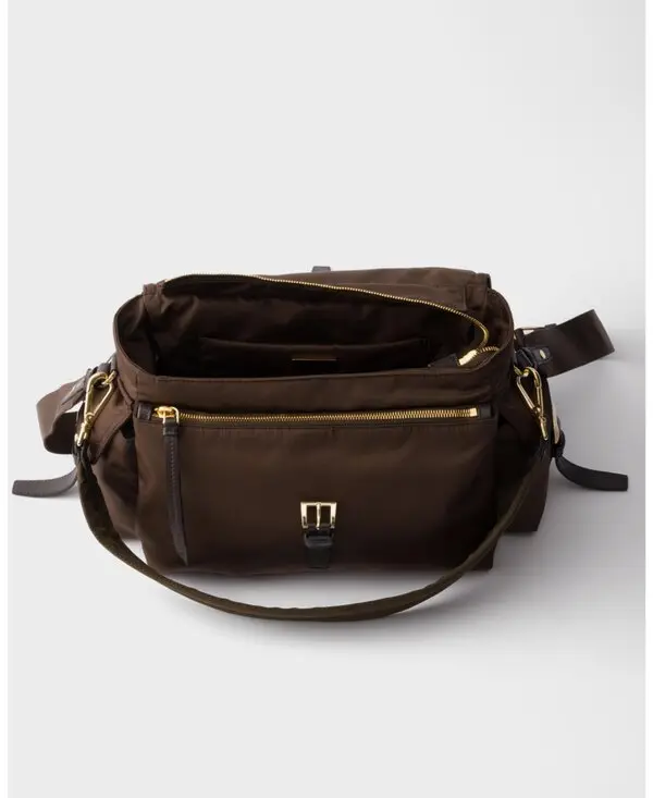 Prada Large Re-nylon Flap Shoulder Bag - Brown