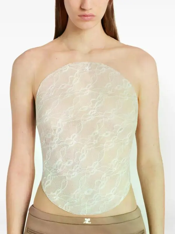 COURREGES Illusion Circle Lace Bodysuit - Neutrals