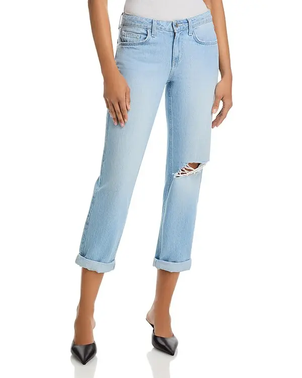 L'Agence Nevia Low Rise Straight Leg Jeans - Brea Destruct