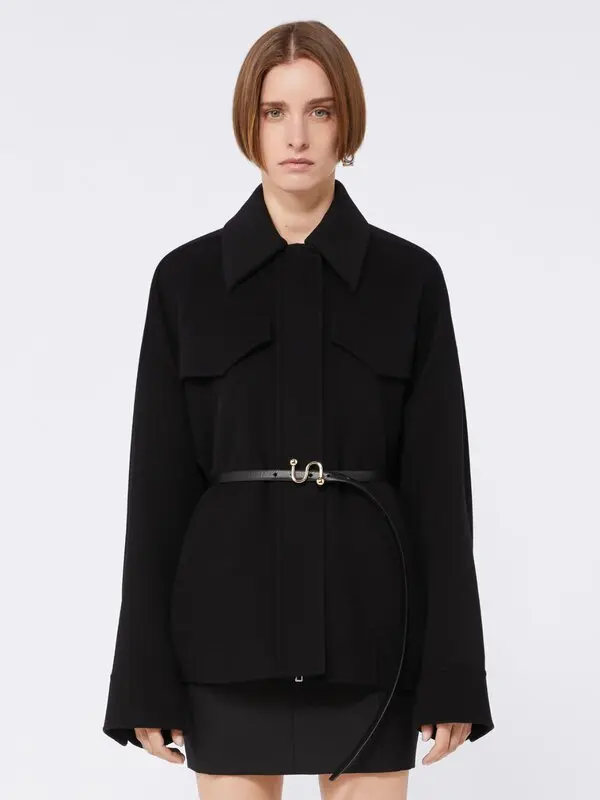 Max Mara Double-faced Wool Pea Coat With Leather Belt
