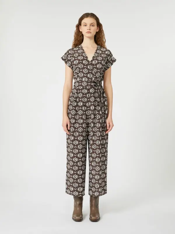 Max Mara Printed Silk Crepe De Chine Jumpsuit