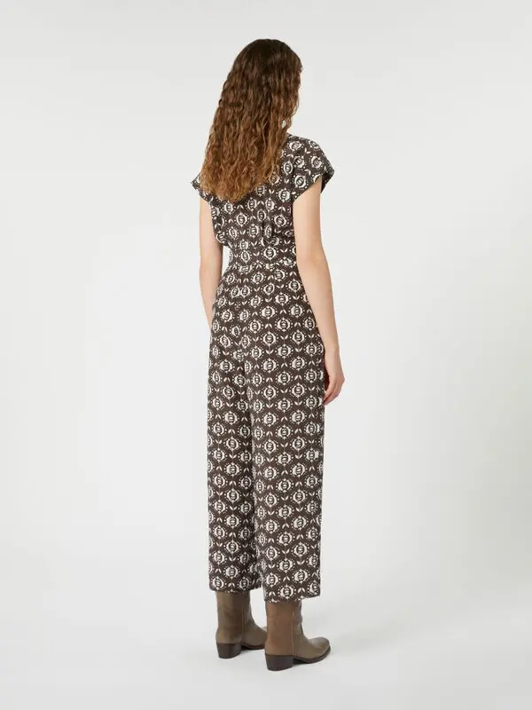 Max Mara Printed Silk Crepe De Chine Jumpsuit