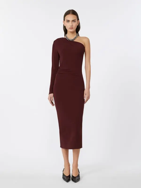 Max Mara Jersey One-shoulder Midi Dress
