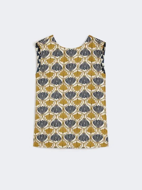 Max Mara Reversible Printed Silk Top - Mustard